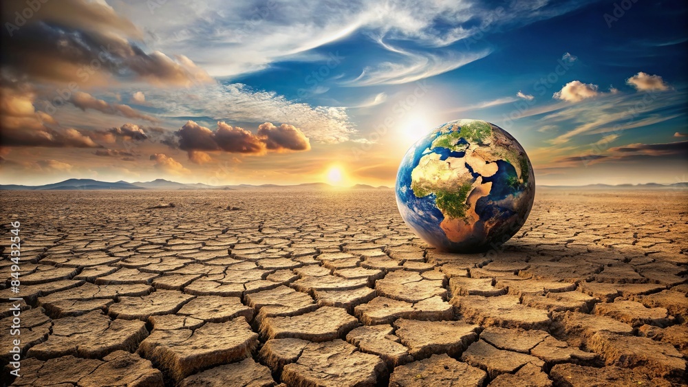 Dry soil on a parched planet, drought, arid, climate change ...