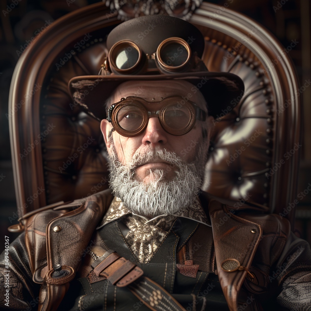 Ilustracja Stock: Steampunk Victorian Inventor Portrait, inspired by ...