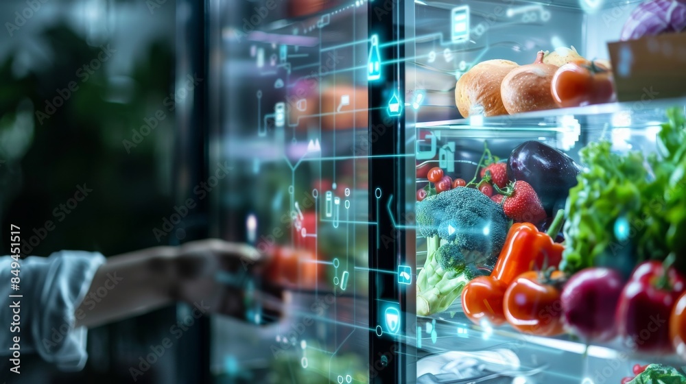 The transparent refrigerator makes it easy to see what's inside, and ...