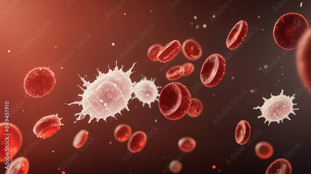 Blood cells in motion, showcasing microscopic anatomy, biology, medical ...