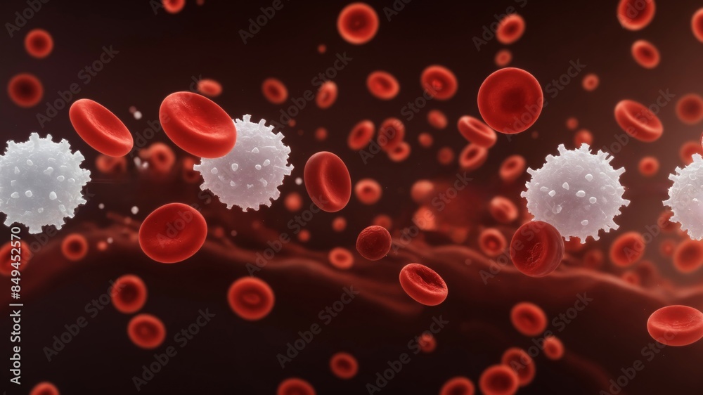 Blood cells in motion, showcasing microscopic anatomy, biology, medical ...