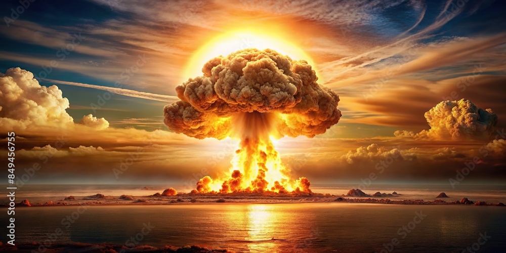 Hydrogen bomb explosion with a vibrant display of heat and energy ...