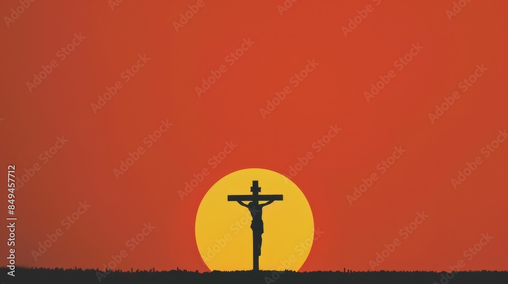 Minimalist depiction of Jesus on a crucifix, focusing on clean lines ...