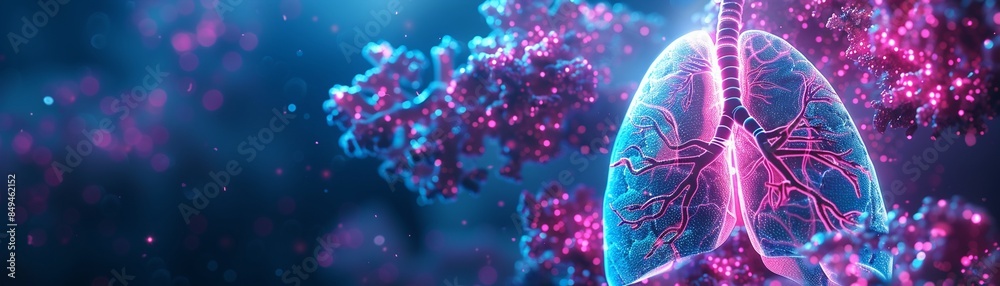 Highdetail anatomical illustration of human lungs showing the bronchial ...