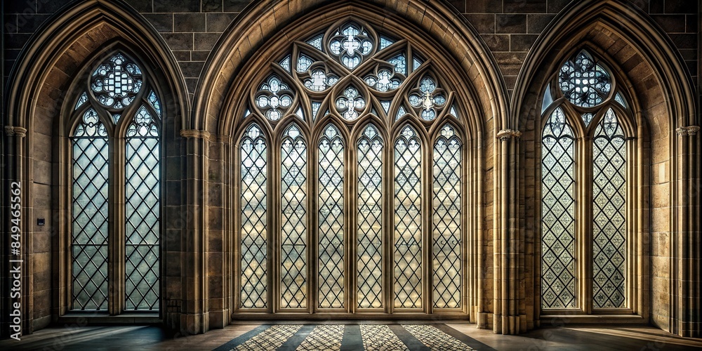 Tall gothic window with intricate lattice design, gothic, architecture ...