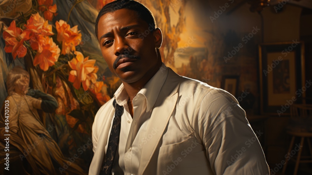 brutal attractive African American man, Art Deco portrait. gangster ...