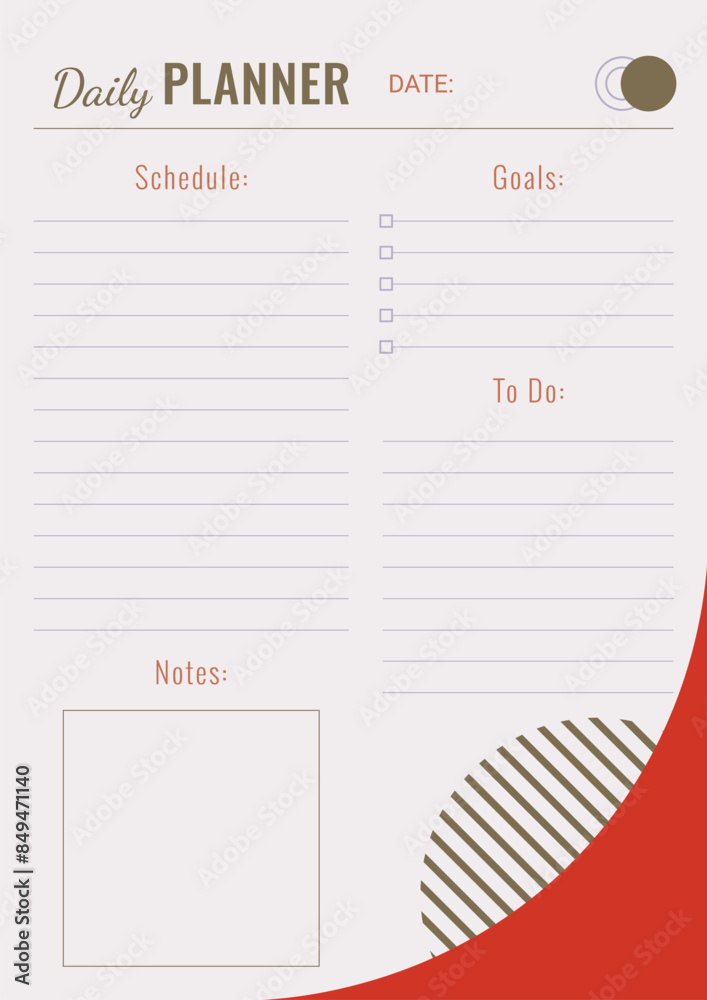 Daily to-do planner in A4 sheet format with space for schedule, goals ...