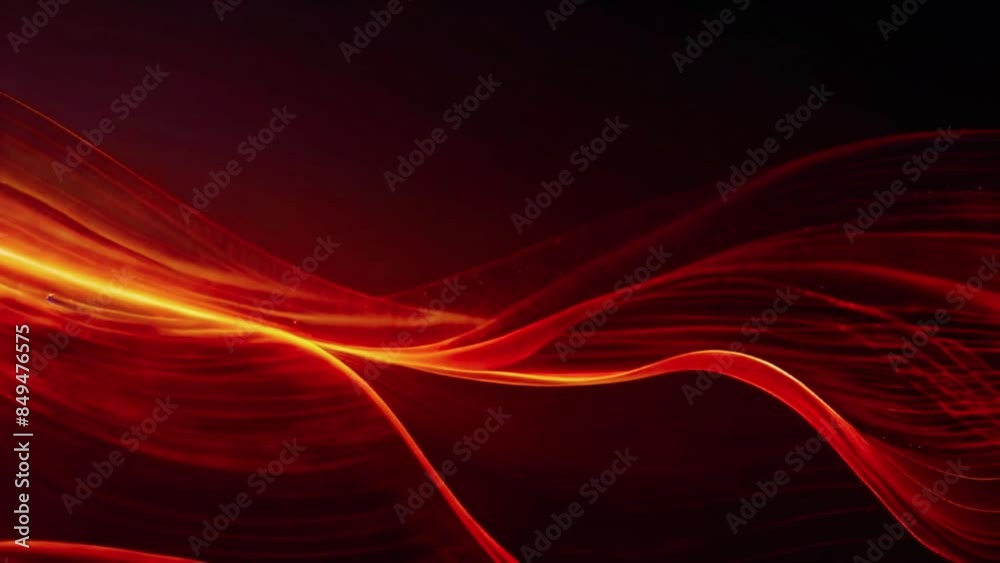 Abstract wavy lines background looped animation. bright red and orange ...