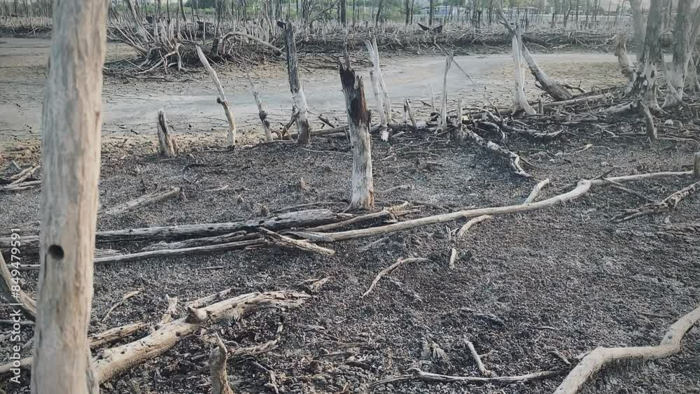 Destroyed mangrove forest scenery, Mangrove forests are destroyed and ...