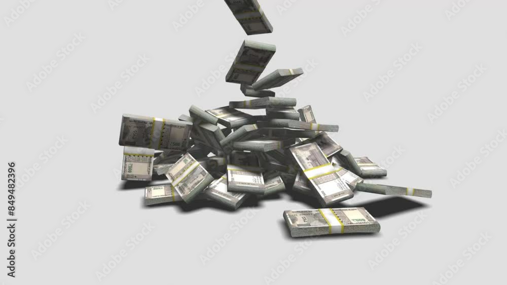Staks 500 Indian Rupees banknote Money falls animation, high resolution ...