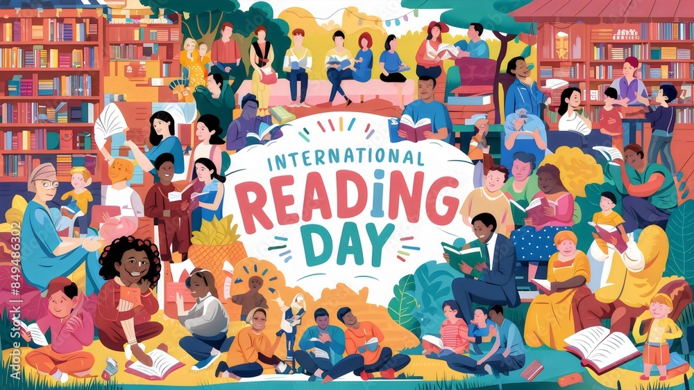 World Book Day. Young people different nationalities and cultures ...