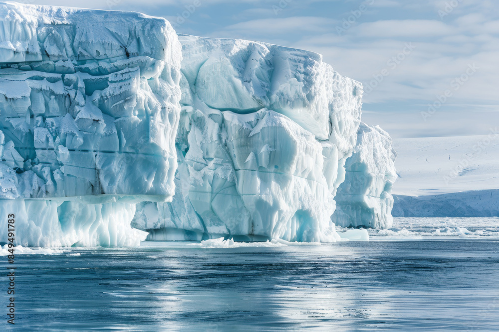 Stunning Arctic glacier landscape with towering ice formations, polar ...