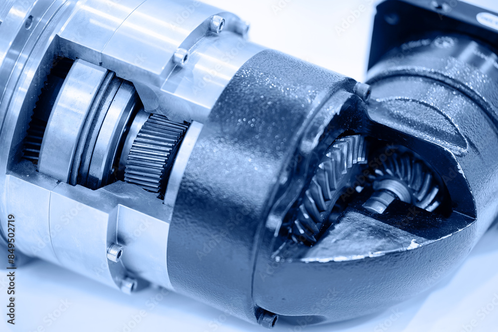 Sectional view of operation of mechanical gearbox with gears, car ...