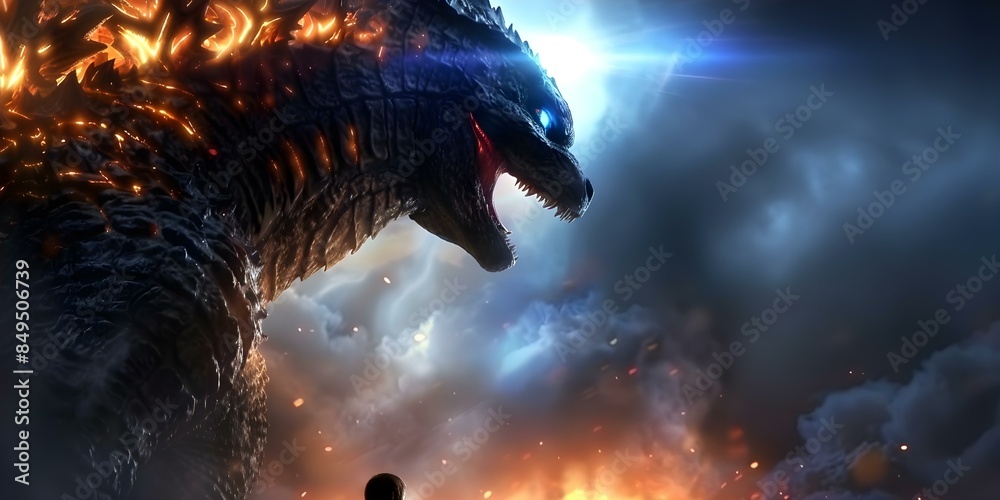 Digital background isolated image of Godzilla. Concept Movie, Special ...