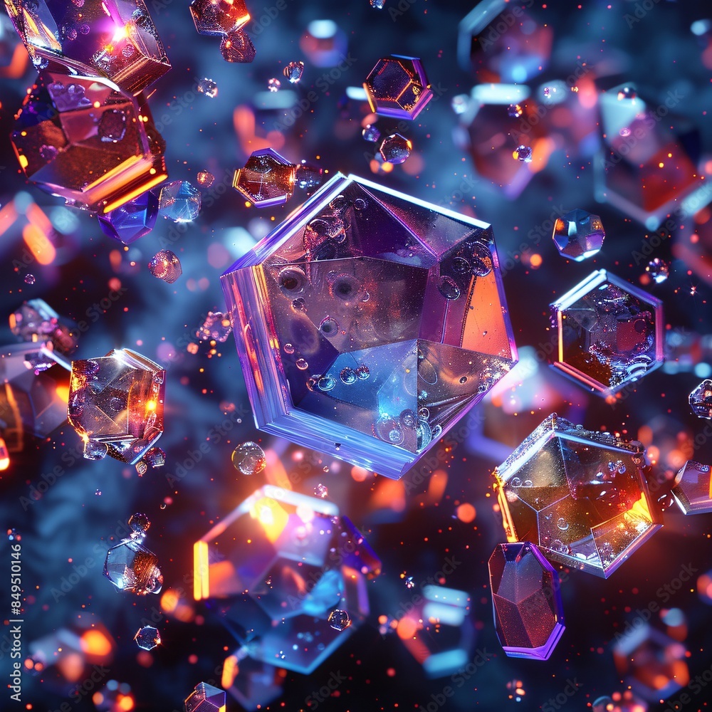 Crystal cubes floating close up Stock Illustration | Adobe Stock