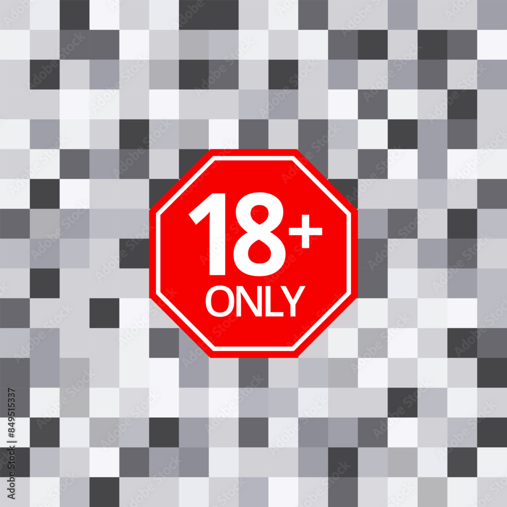 18 sign warning symbol isolated on white background, 18 plus, censored ...
