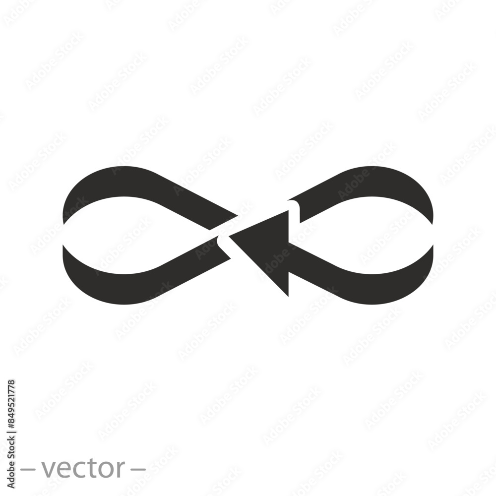infinity spin process icon, circular economy, unlimited reuse, recycle ...