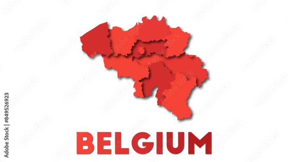 Belgium map showing regions. Animated country map with title. 4k ...