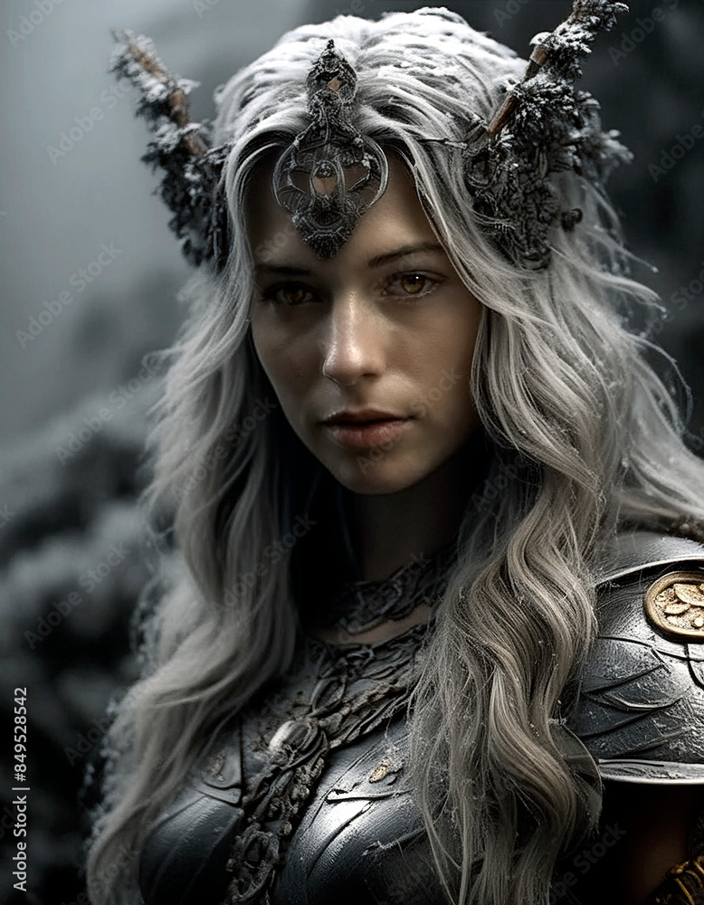 Freyja diosa de la mitología nórdica con cabello blanco Stock Photo ...