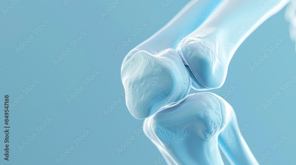 highly detailed human knee joint. The focus is on the bones of the knee ...