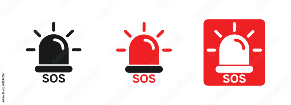 SOS Emergency icon collection. Containing Emergency alarm icon Set, SOS ...