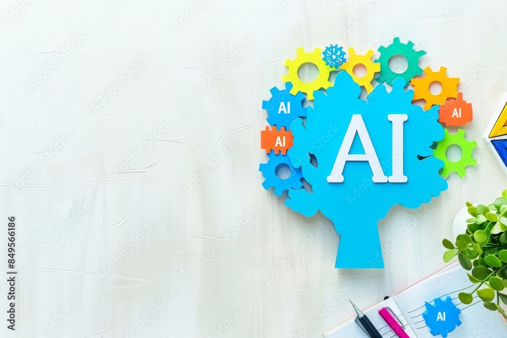 Conceptual representation of AI learning with a brain puzzle, depicting ...