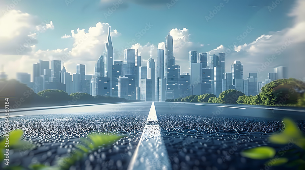 Flying road highway banner or mockup. Abstract design illustration of ...