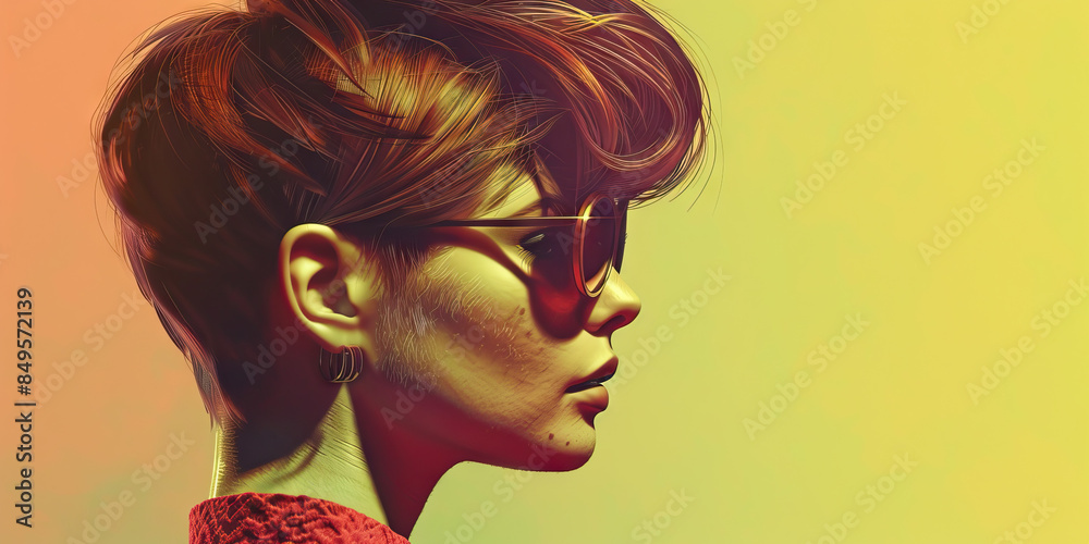 Hairstyle (Mod Cut): A figure with a mod haircut, representing the ...
