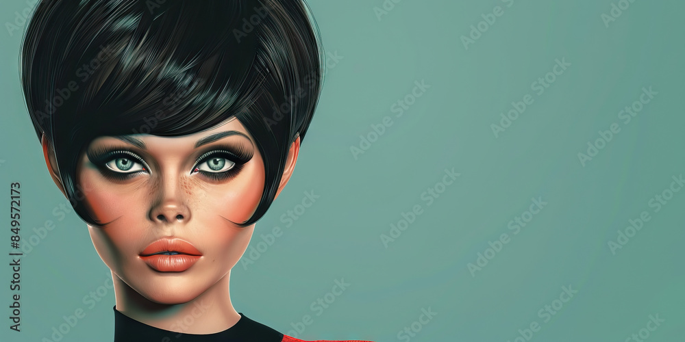Hairstyle (Mod Cut): A figure with a mod haircut, representing the ...