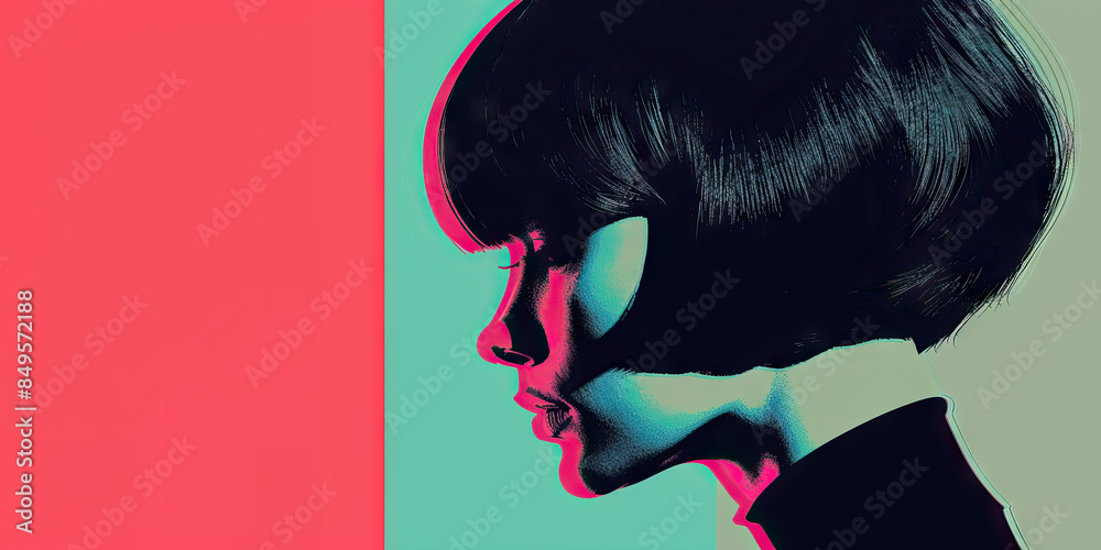 Hairstyle (Mod Cut): A figure with a mod haircut, representing the ...
