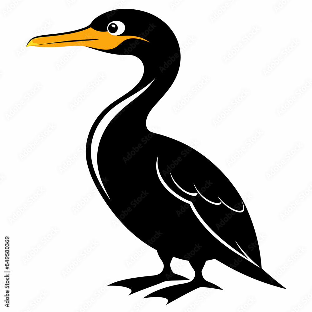 Cormorant outline vector silhouette illustration svg file Stock Vector ...