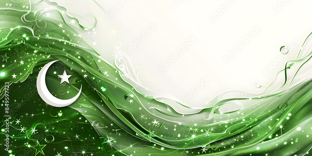 Pakistan Flag is Depicted in Liquid Watercolor Style. 14th August of ...