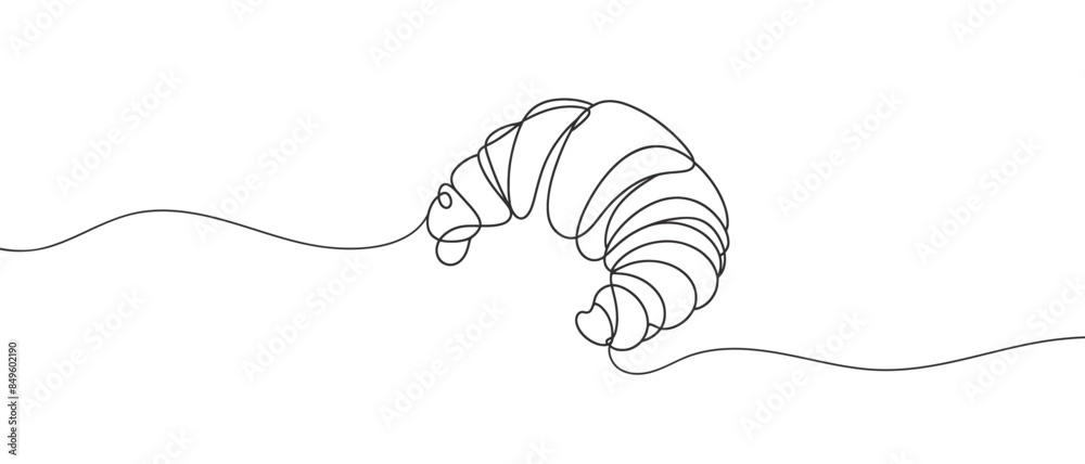 Continuous one line drawing of croissant for logo in minimalist style ...