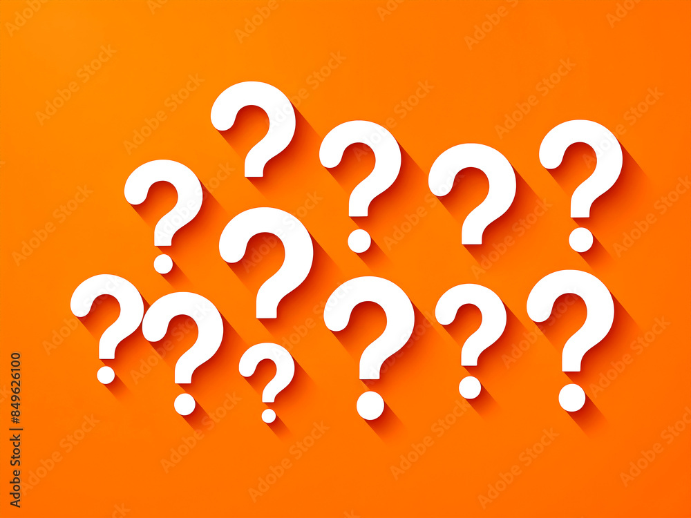 vector illustration of multiple question marks on an orange background ...