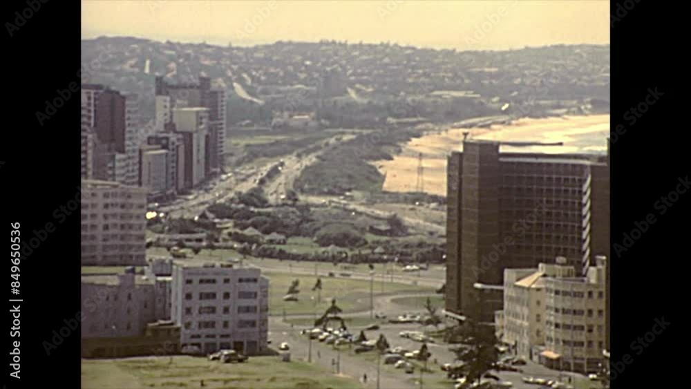 DURBAN, South Africa - circa 1981: Top panorama of the waterfront of ...