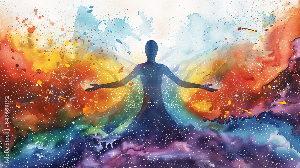 Human spirit walking inspiring rainbow way mind mental health soul ...