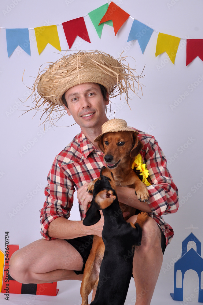 homem caipira vestido para celebração de festa junina , festa julina ...