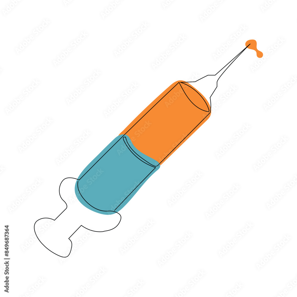 Sketch outline concept minimal syringe vaccine medical in drawing ...