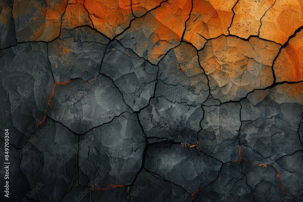 Dark gray and orange cracked earth texture is creating a pattern and ...