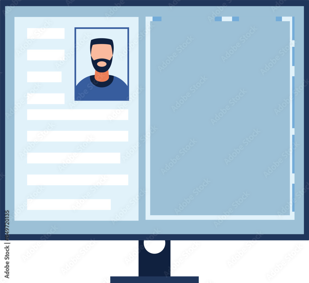 Profile picture social media interface computer screen. Cartoon man ...