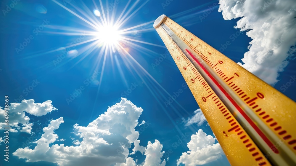 Sweltering heatwave - show heat wave, high summer temperatures, scorching sun, abnormal ...
