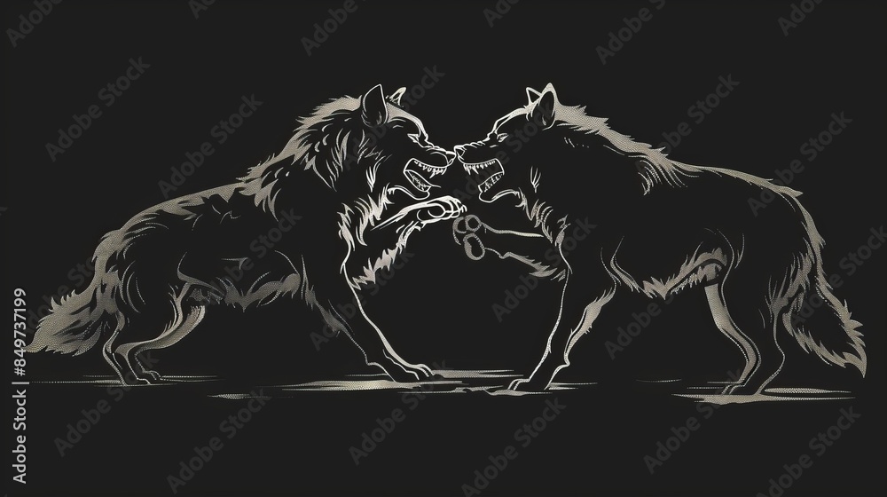 Alpha wolf fight against opponent vector silhouette illustration ...