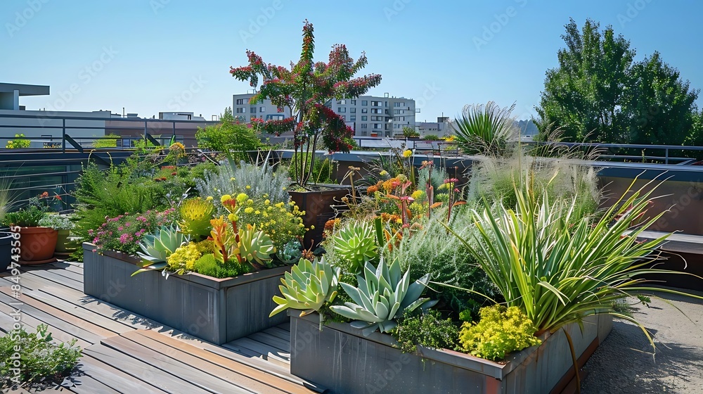 beautiful rooftop container garden with succulents and ornamental ...