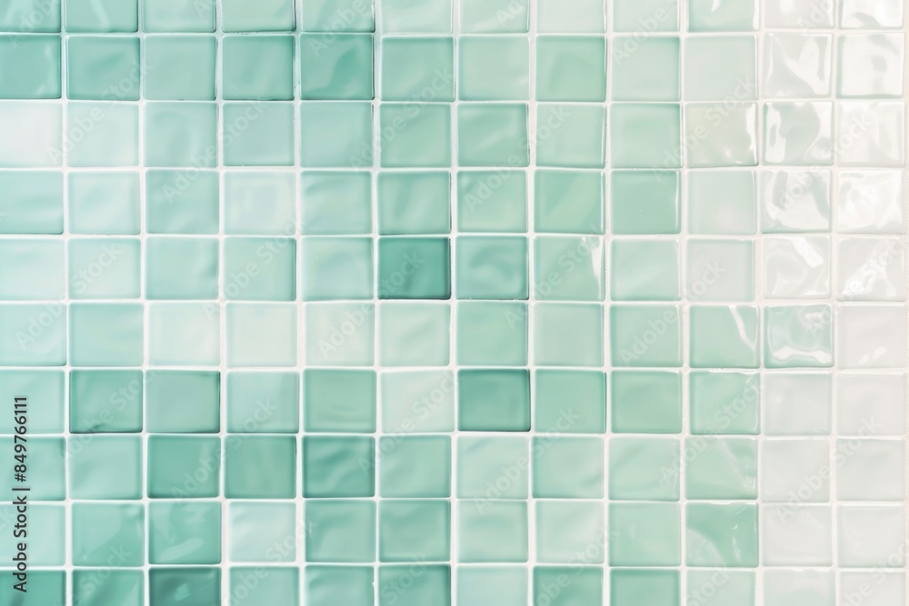 Green square tiles in a gradient from dark to light create a stunning ...