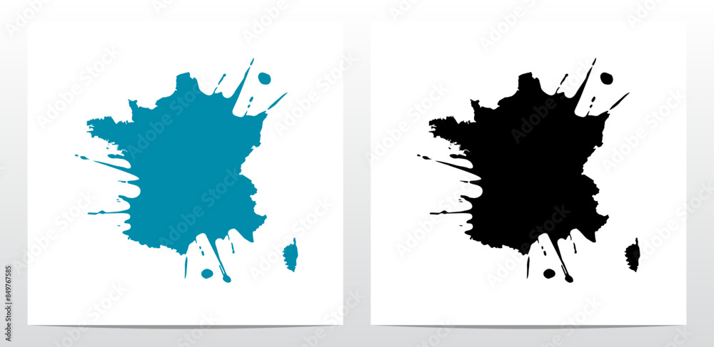 Paint Color Splash Stylized Map Of France Stock Vector | Adobe Stock