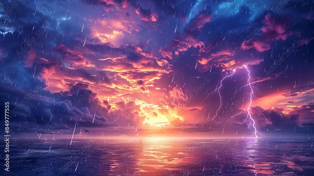 An intense depiction of a sky filled with dark, menacing clouds ...