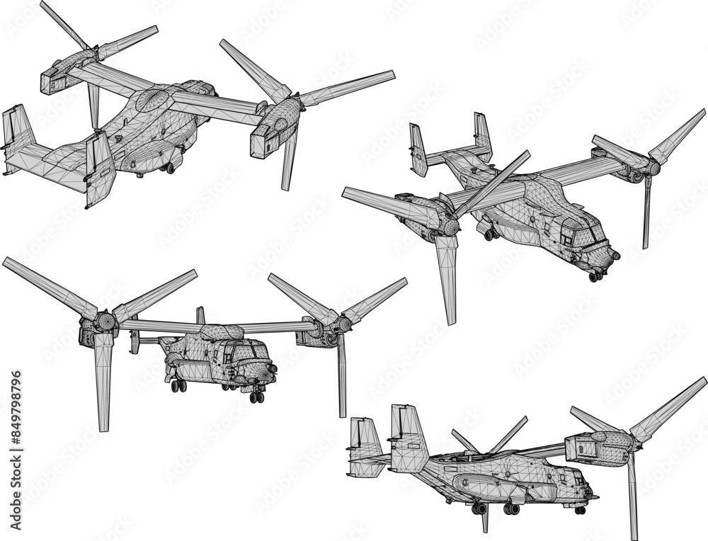 Vector illustration sketch of design drawing of cargo airplane for ...