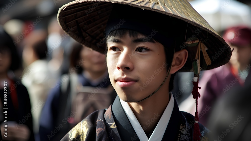 Unidentified japanese man in traditional costume in Kagawa, Japan ...