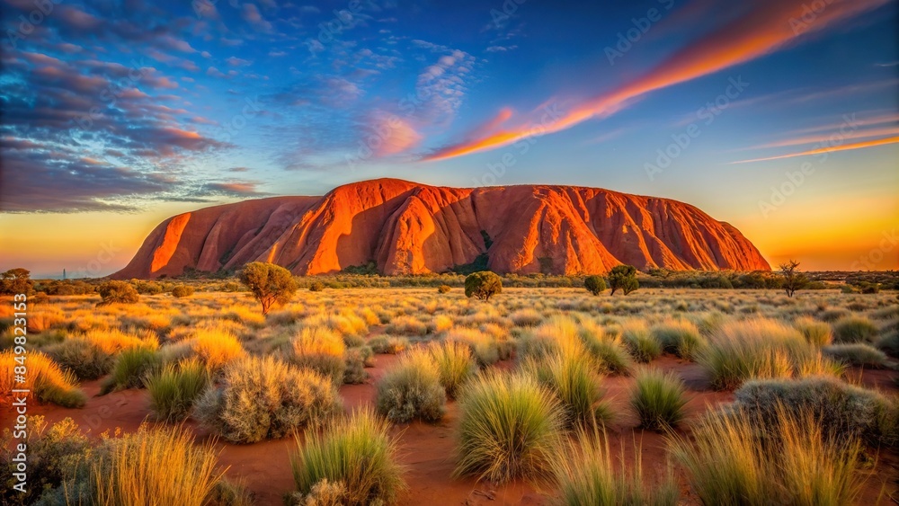 Foto de Uluru Ayers Rock Sandstone glowing in the golden light of ...