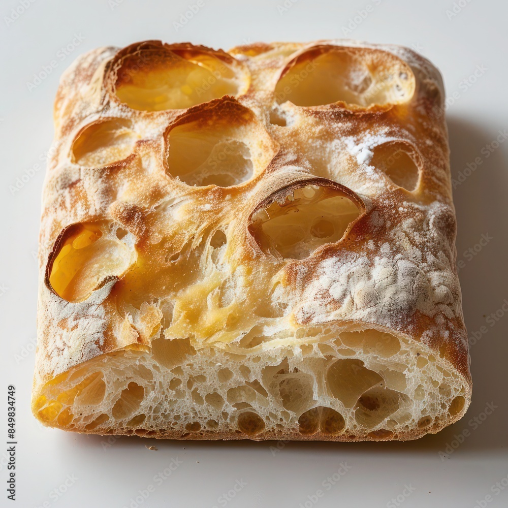 a ciabatta, an exquisite italian bread known for its aesthetically ...